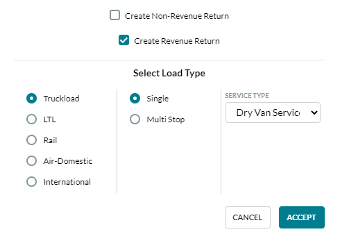 Create Return and Reposition Loads – EKA Solutions, Inc