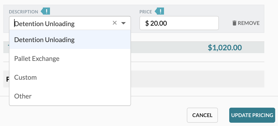 Customer Accessorial Charges – EKA Solutions, Inc
