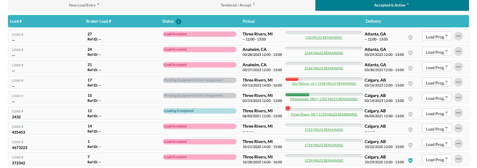 View Accepted and Active Loads – EKA Solutions, Inc