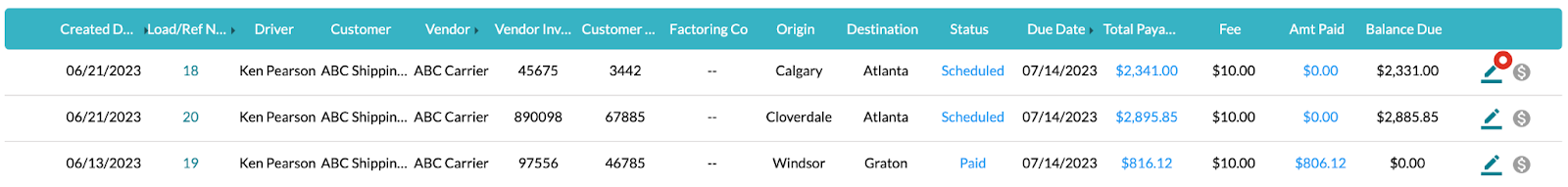 Sort Loads and Payments – EKA Solutions, Inc