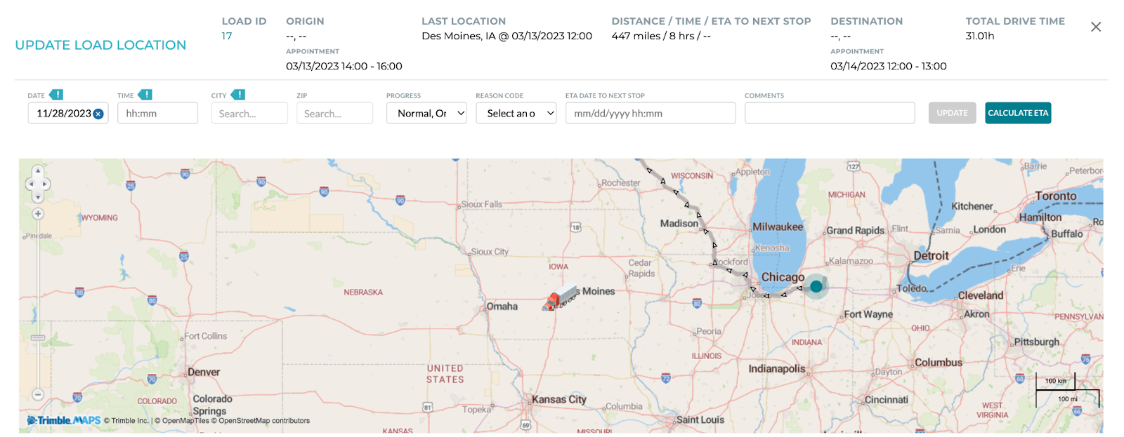 Active Loads List and Map Views – EKA Solutions, Inc