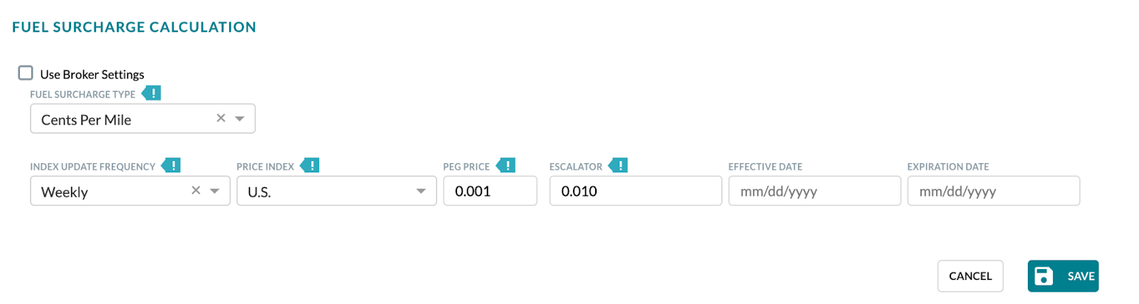 Set Customer Fuel Surcharge Calculation Method – EKA Solutions, Inc