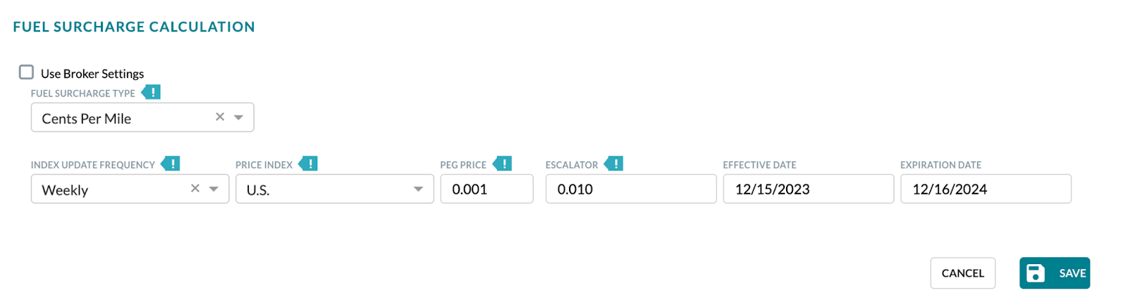 Set Customer Fuel Surcharge Calculation Method – EKA Solutions, Inc