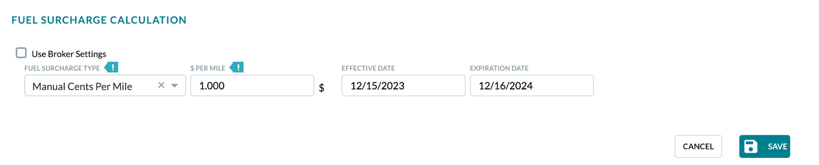 Set Customer Fuel Surcharge Calculation Method – EKA Solutions, Inc
