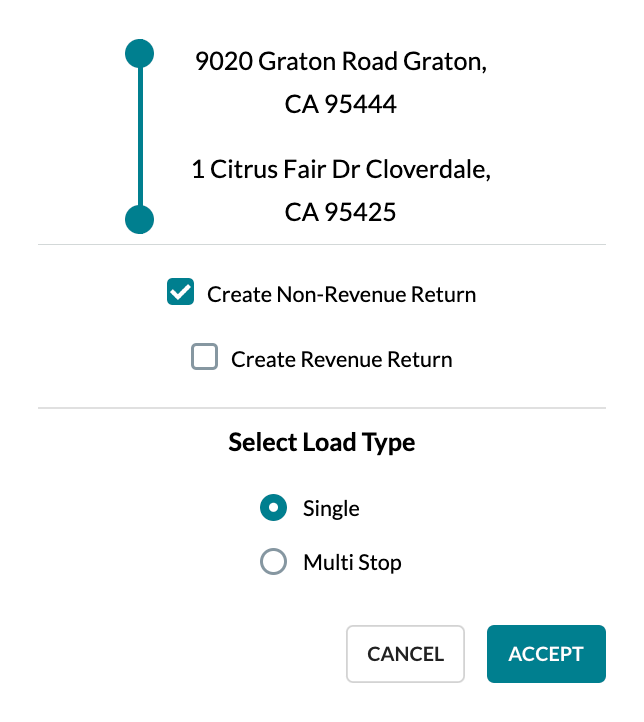 Create Return and Reposition Loads – EKA Solutions, Inc