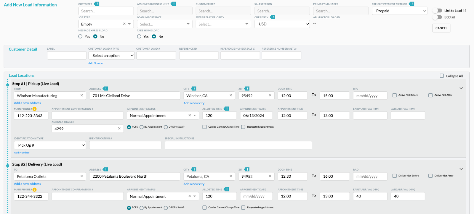 Create Return and Reposition Loads – EKA Solutions, Inc