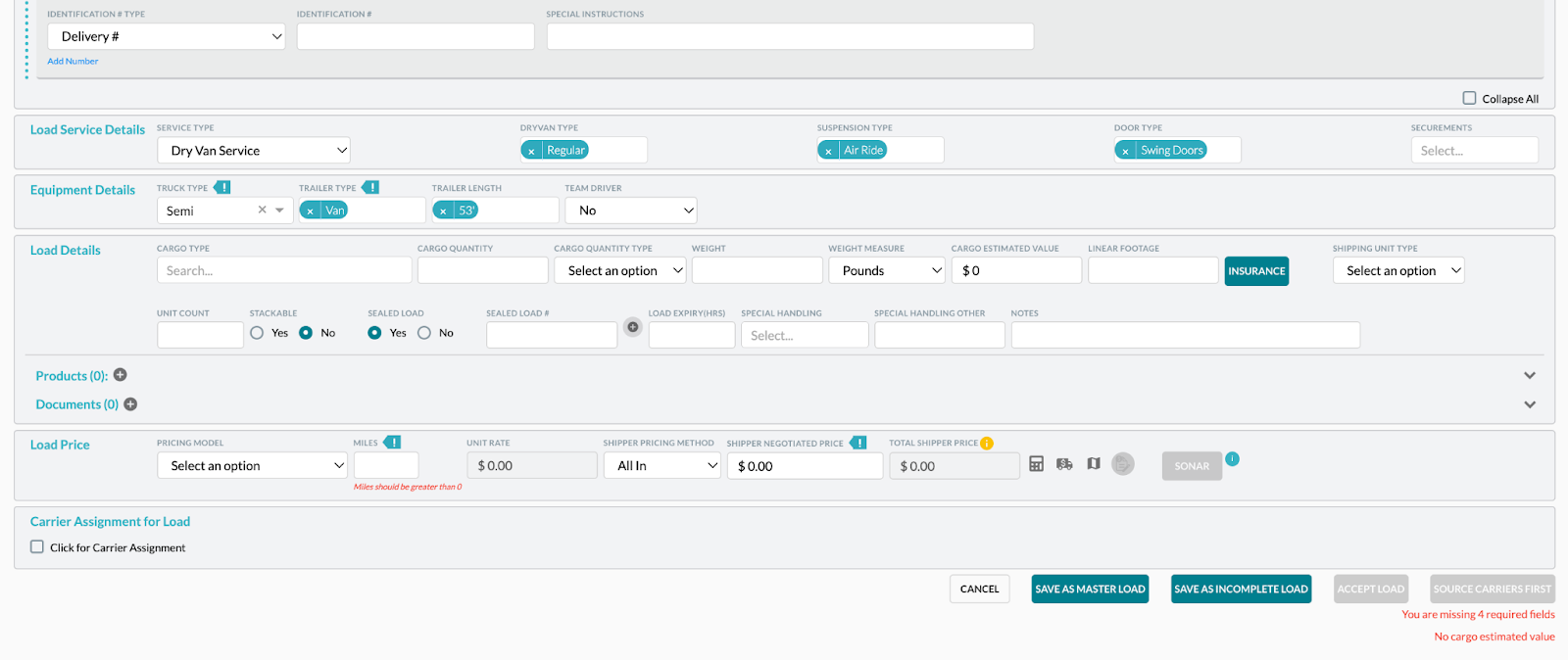 Create Return and Reposition Loads – EKA Solutions, Inc