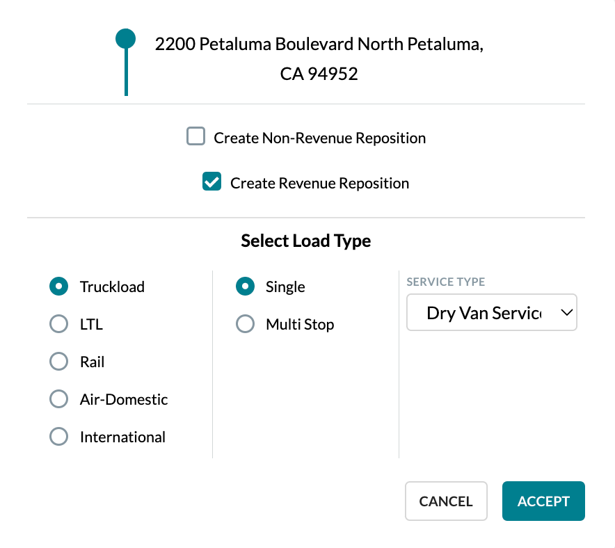 Create Return and Reposition Loads – EKA Solutions, Inc