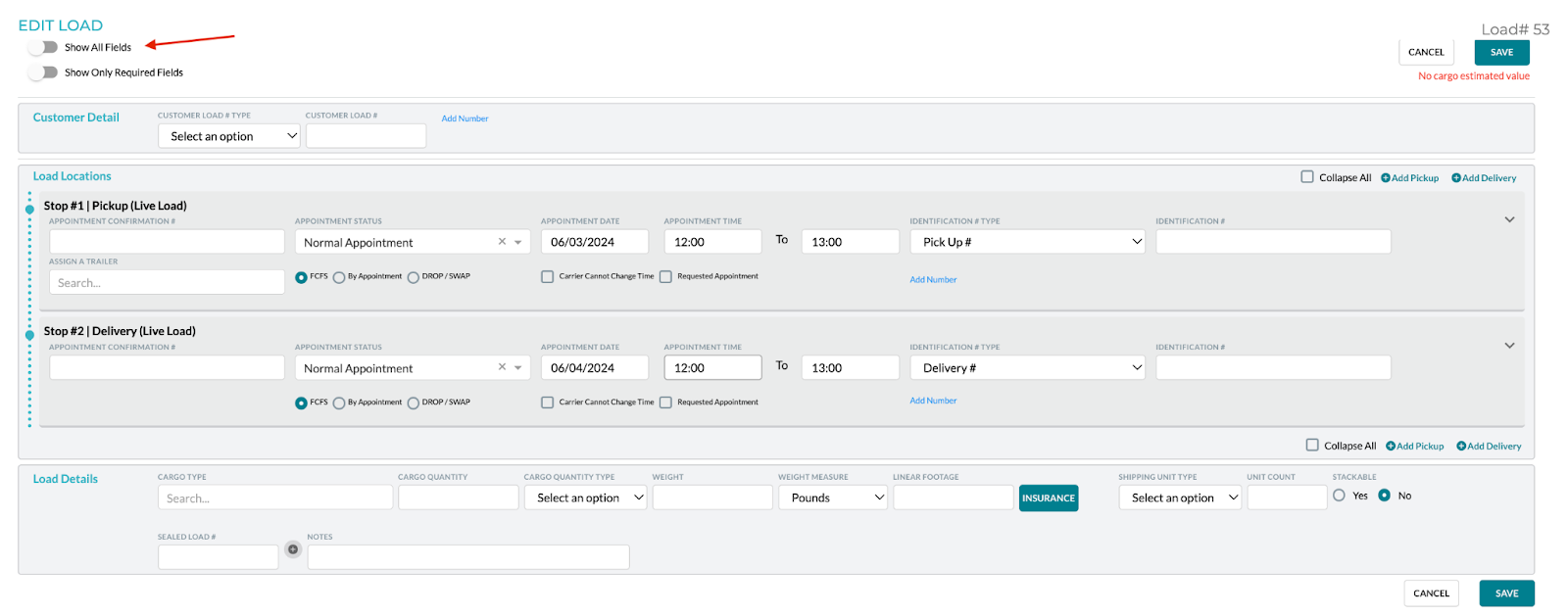 Edit Load / Job Type – EKA Solutions, Inc