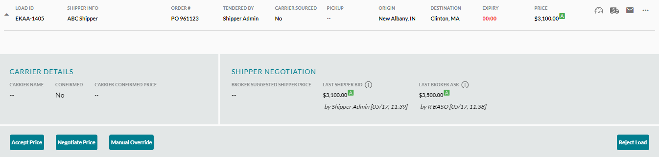 Reject Load – EKA Solutions, Inc