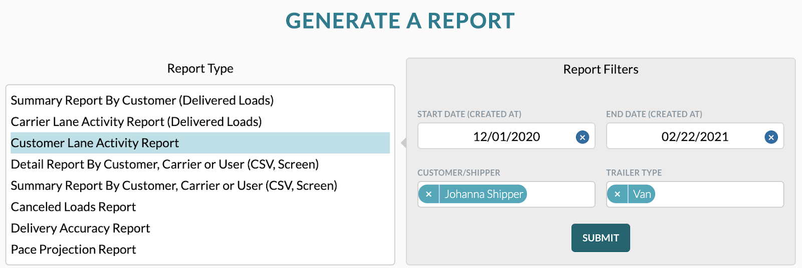 Customer Lane Activity Report – EKA Solutions, Inc
