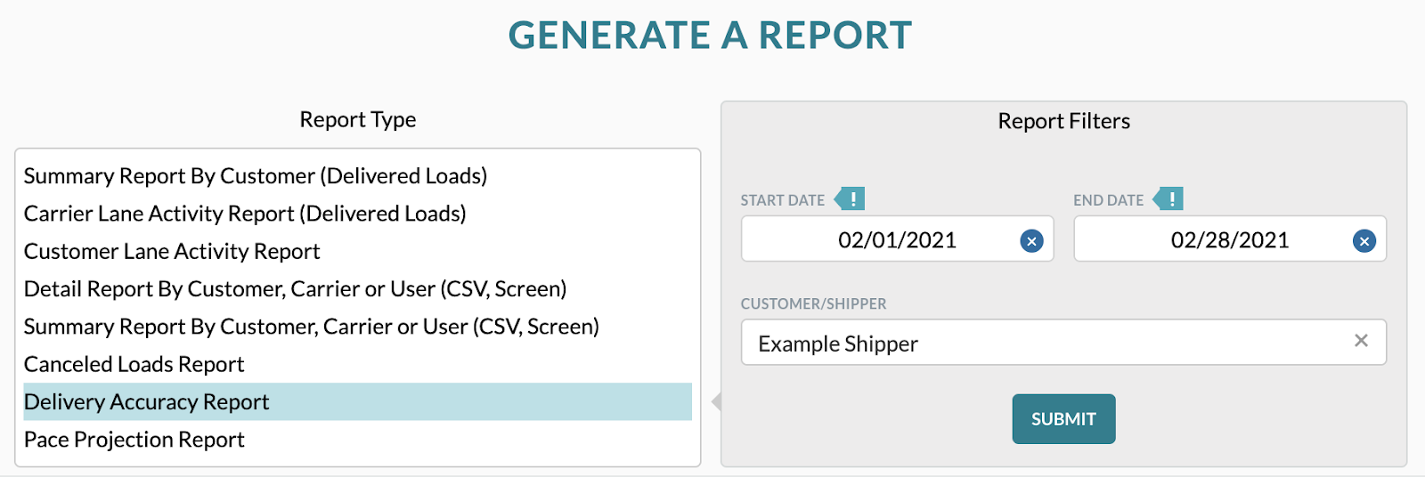 Delivery Accuracy Report – EKA Solutions, Inc