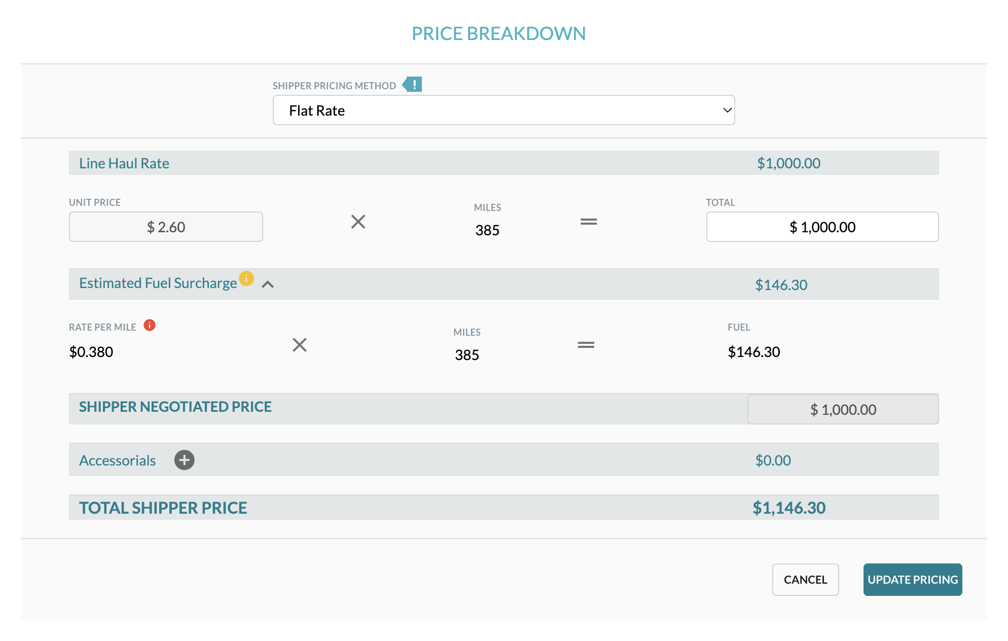 Set Customer Fuel Surcharge Calculation Method – EKA Solutions, Inc