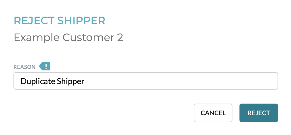 Reject Customer/Shipper – EKA Solutions, Inc