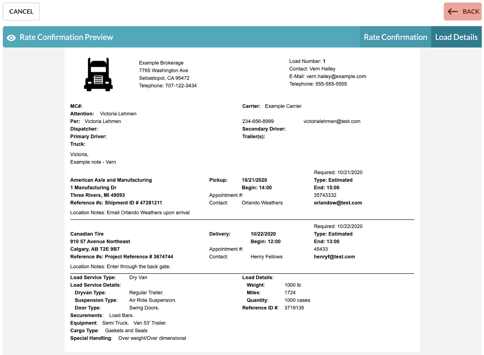 Send Rate Confirmation – EKA Solutions, Inc